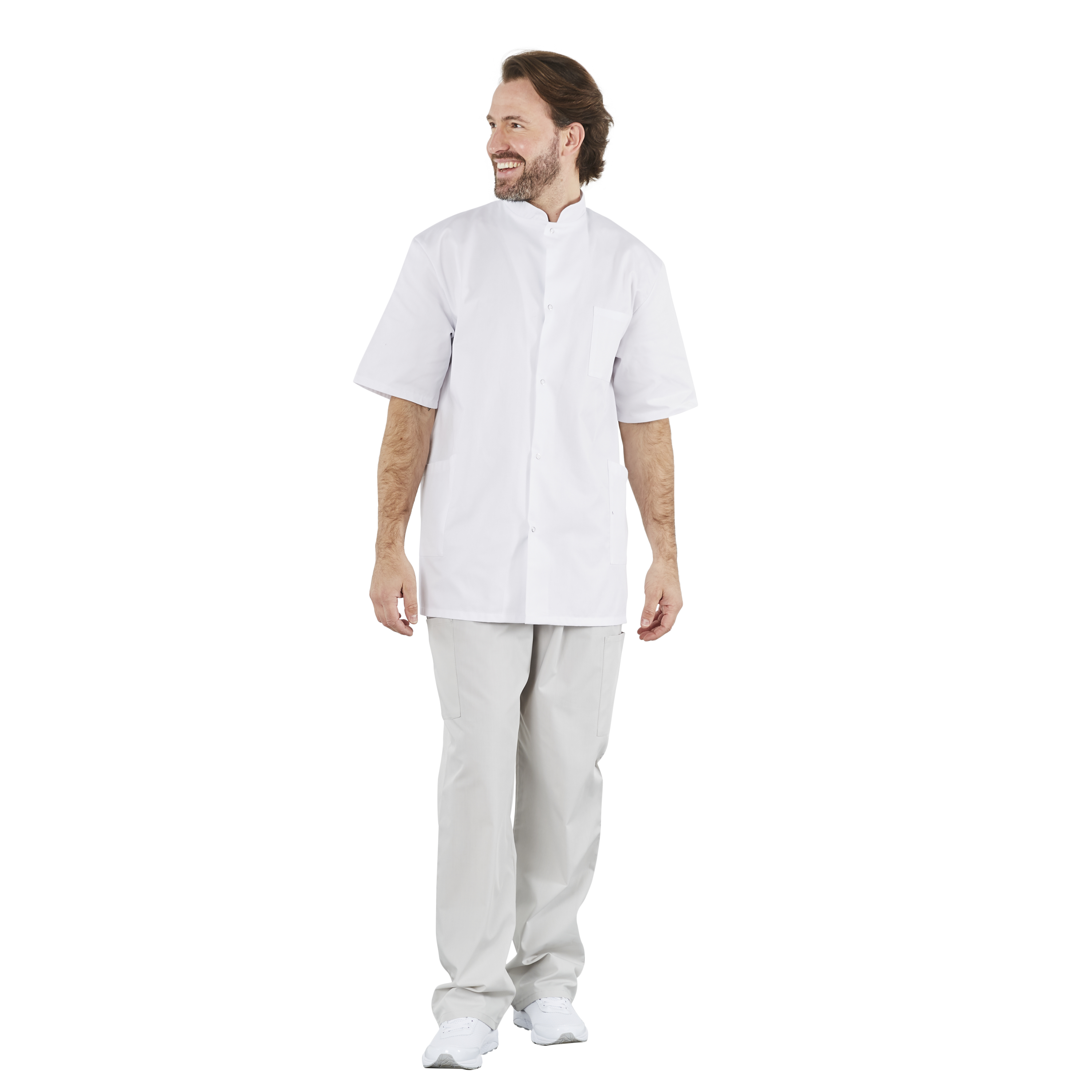Tunique médicale Homme Blanche COL OFFICIER
