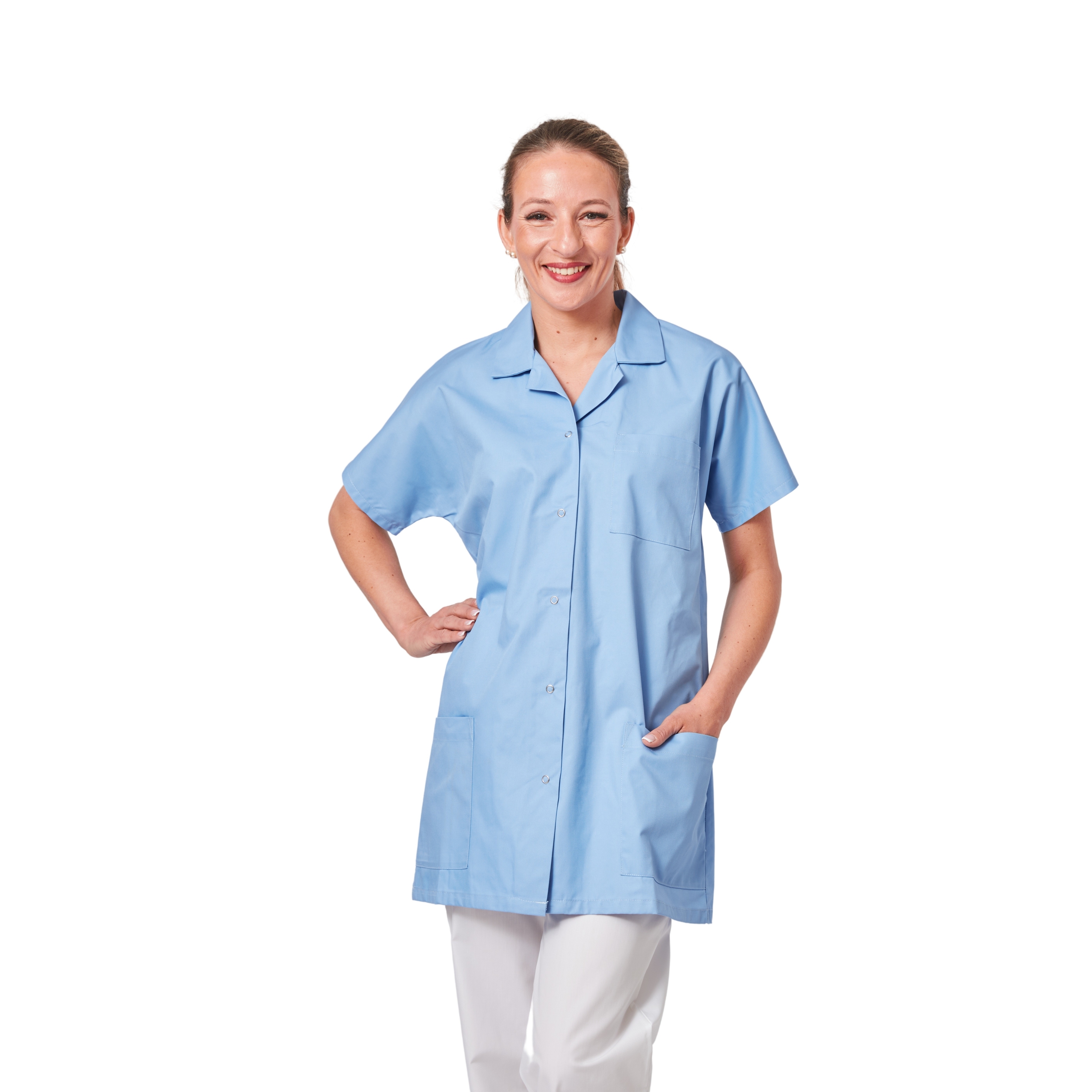 Tunique médicale col tailleur ciel