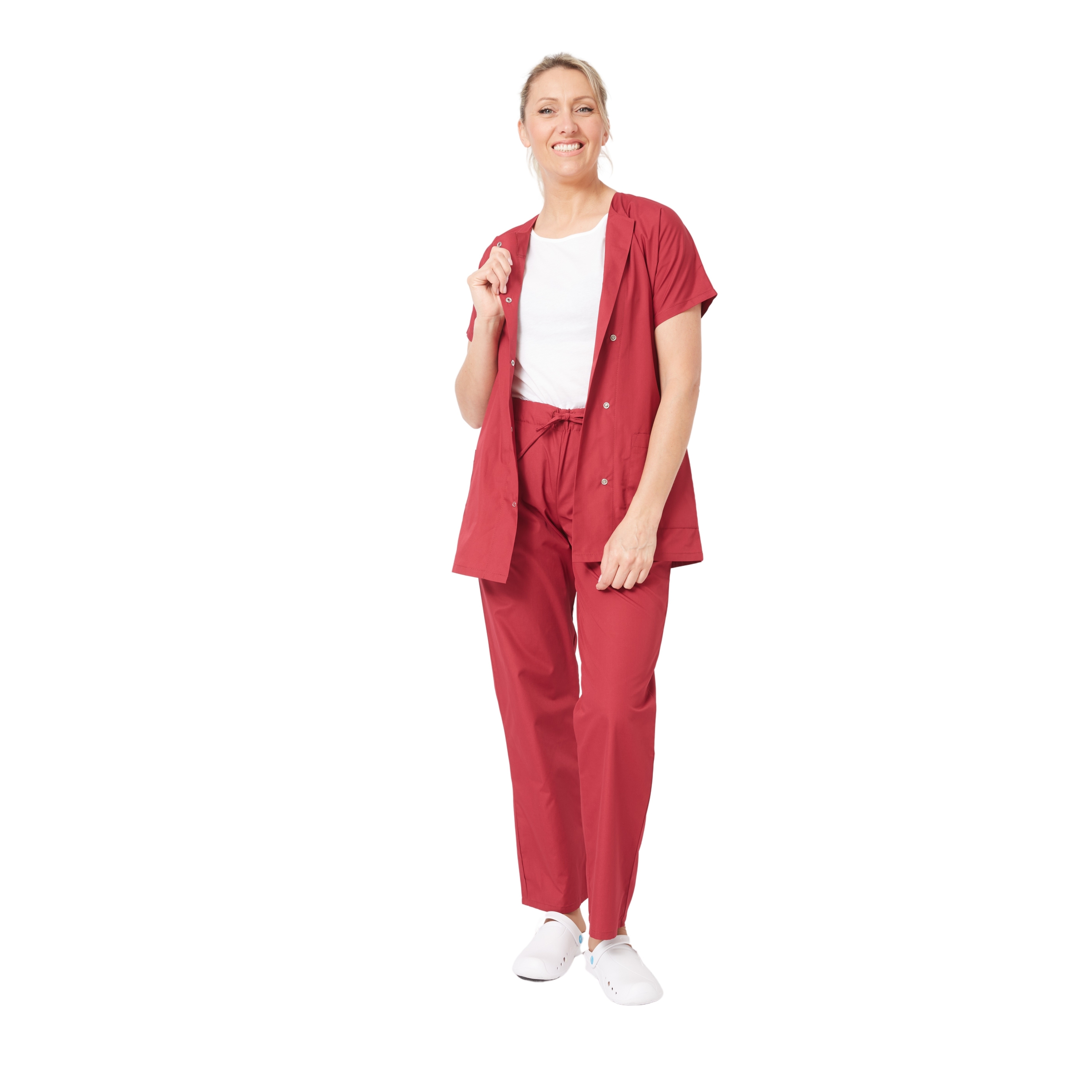Tunique de travail femme bordeux & pantalon de travail elastique