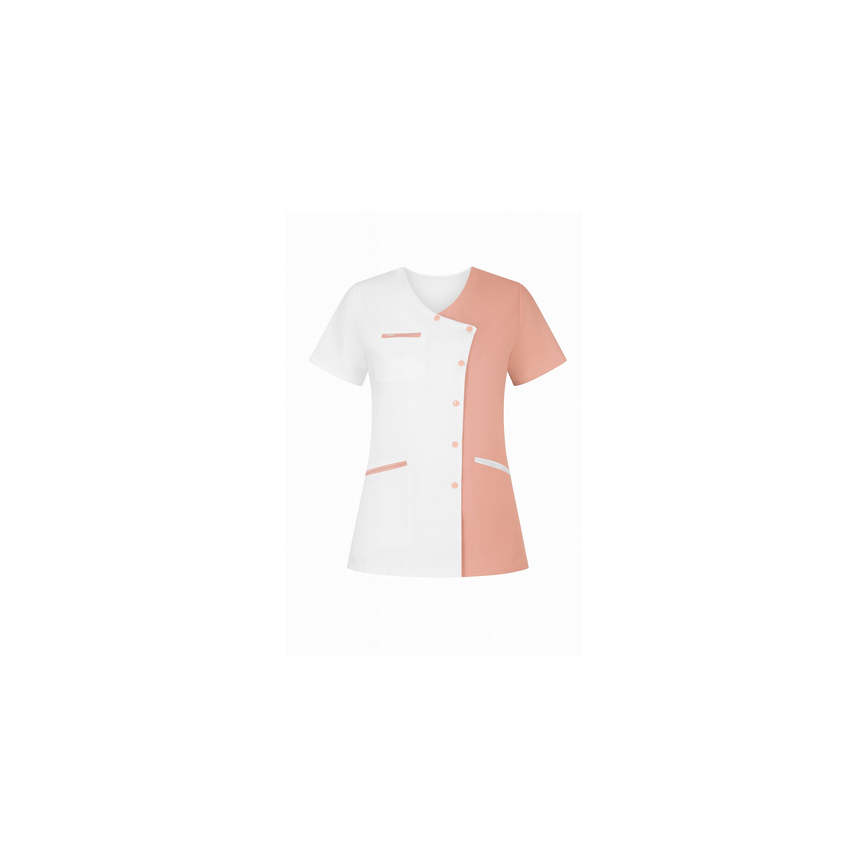 Tunique médicale femme TUN bicolore rose poudré et blanc | Boutons ...