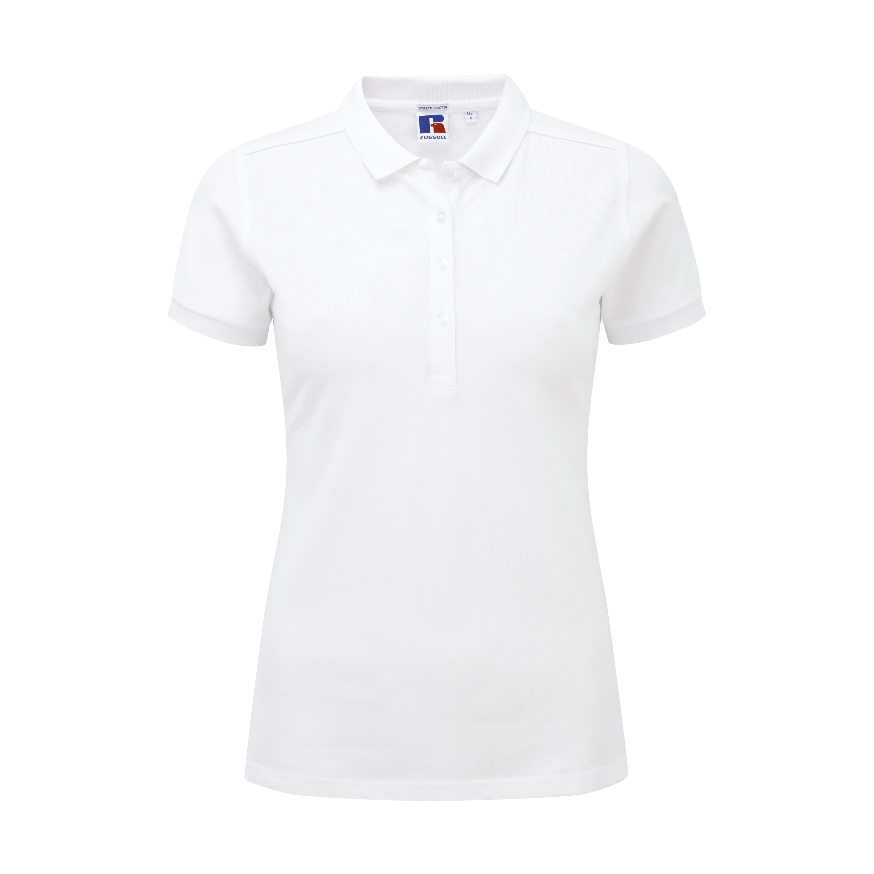 Polo Stretch Femme Blanc Russell – Broderie & Logo | Label Blouse